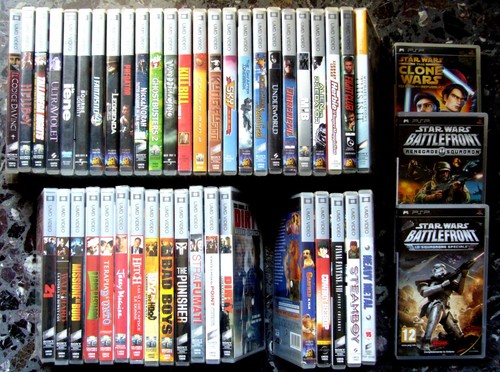 PSP Sony LOT 43 film Umd video 13 sealed + 3 game STAR WARS Iene Fight ...