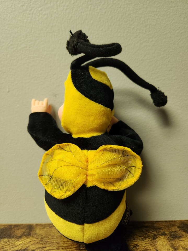 Anne Geddes Baby Bumble Bee 8” Laying Stuffed Animal and Beans Toy 1997 ...