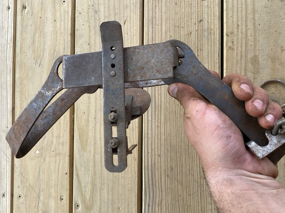 #3 Pioneer Double Long Spring Trap Fur Mountain Man Beaver Hide Log ...