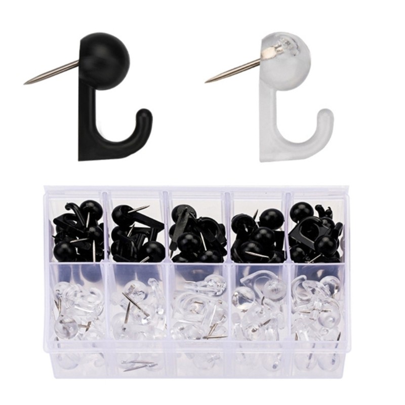 50/60/80/160Pcs Push Pin Hangers Decorative Push Pin Hooks Picture ...