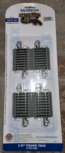 BACHMANN HO Scale EZ-Track 2.25" straight track 4/pk Nickel Silver ...