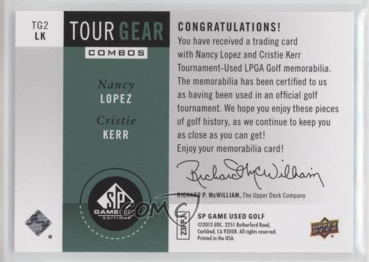 2014 SP Game Used Edition Tour Gear Combos Shirt Nancy Lopez Cristie ...