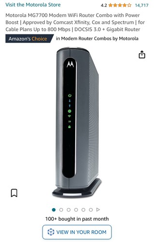 Motorola MG7700 Modem WiFi Router Combo with Power Boost | eBay