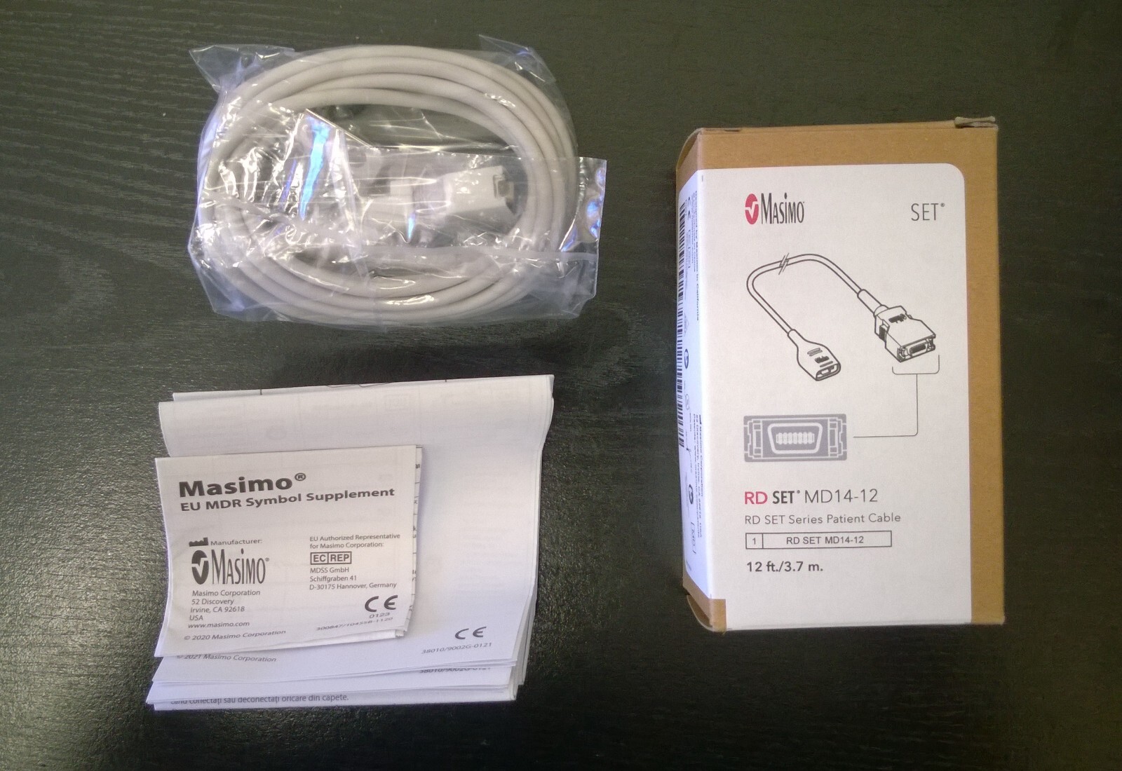 Lot of 2 Masimo 4081 MD14-12 RD SET Series Patient Cable 12 ft/3.7m ...