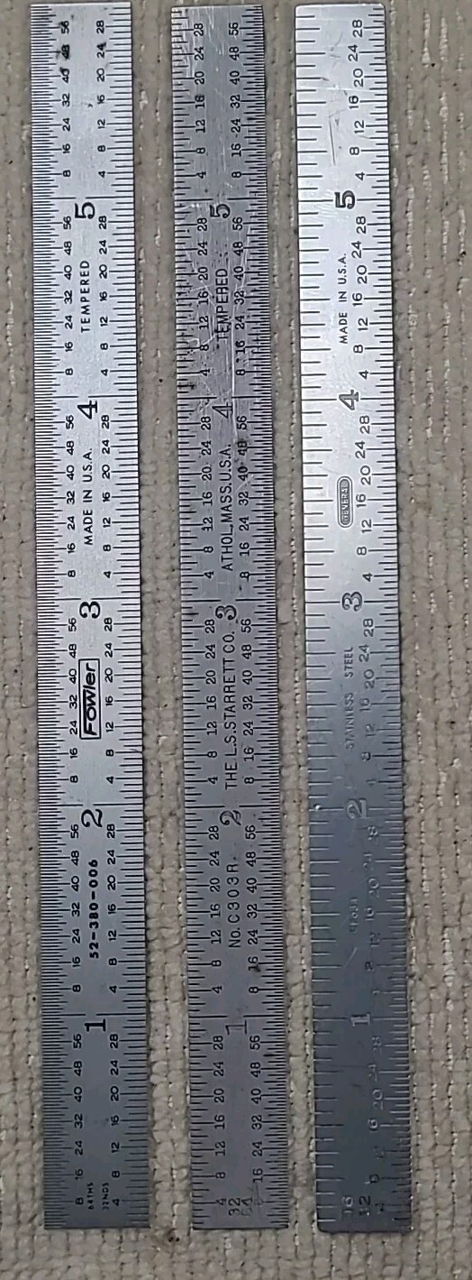 L.S. Starrett 6" Tempered Metal Ruler C303R, Fowler 6", General 6" Lot ...