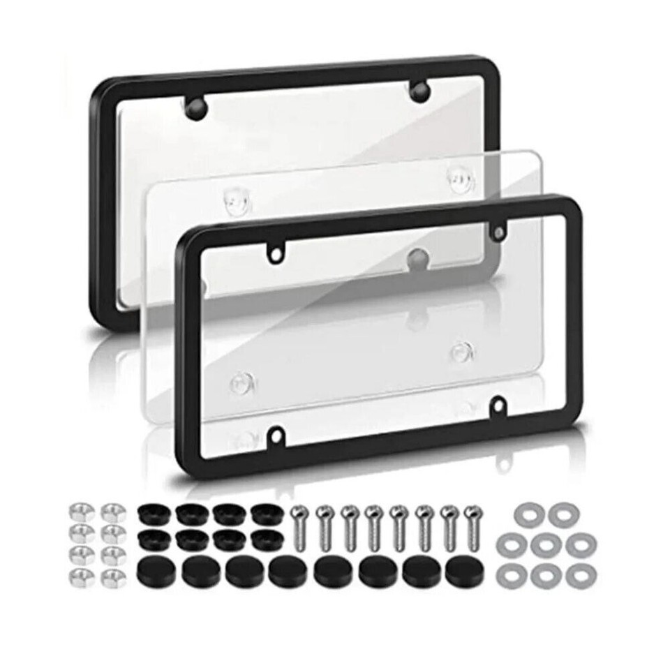 2pcs Shatterproof Licence Plate Frame Cover Universal Licence Plate ...