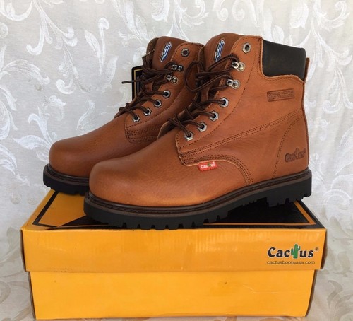 Cactus Men Light Brown 6" Leather Work Boots Oil Resistant 627 Sizes ...