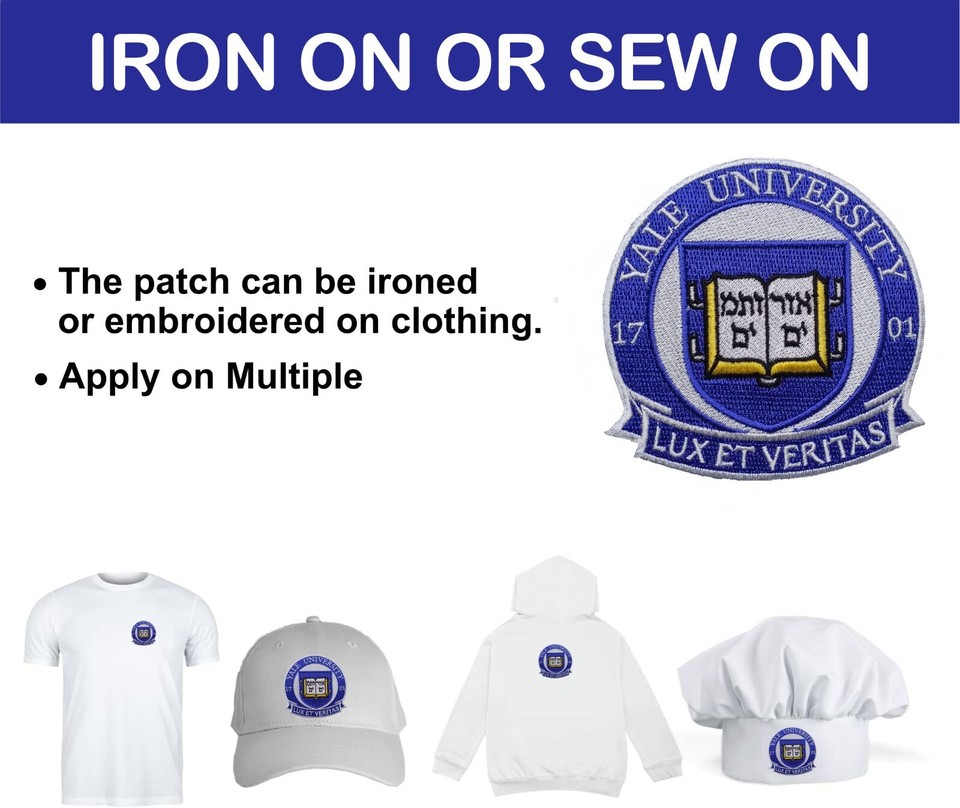 Yale University Logo Iron on Patch - Sew Patch - Embroidered Patch 4"x4 ...