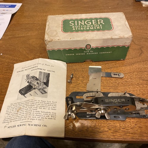 vintage Singer Sewing buttonhole attachment 121795 with box and ...