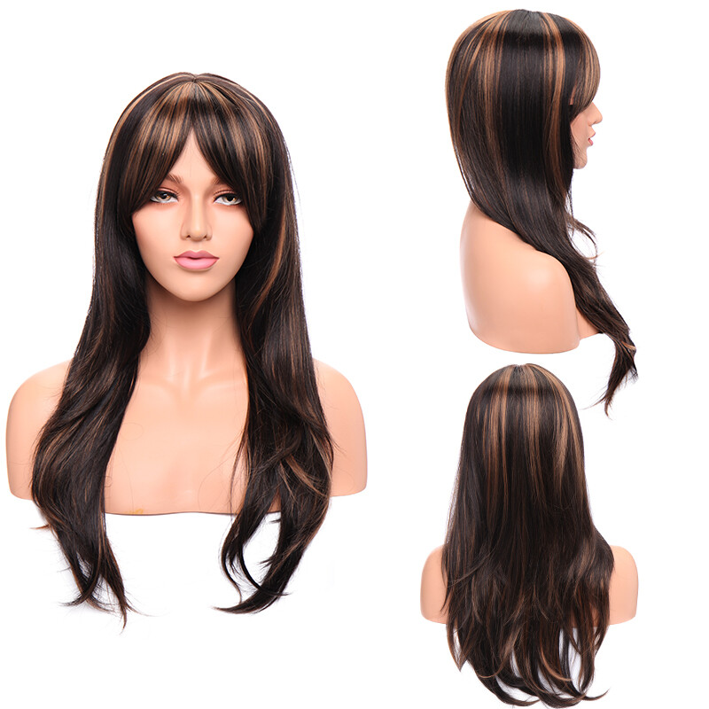 Women Lady Long Hair Wig Curly Wavy Synthetic Daily Cosplay Party Full ...