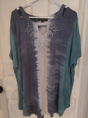 Gloria Vanderbilt Top Size 3X Round Keyhole Neck Studs Cold Shoulder ...