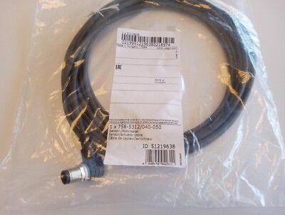 WAGO 756-5312/040-050 Sensor/Actuator cable; M12A plug; angled; 4-pole ...