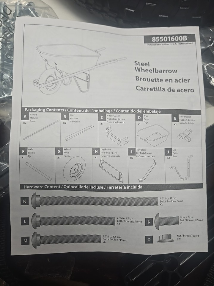 True Temper Wheelbarrow Parts Box Only R6STSP14 00068805VB | eBay