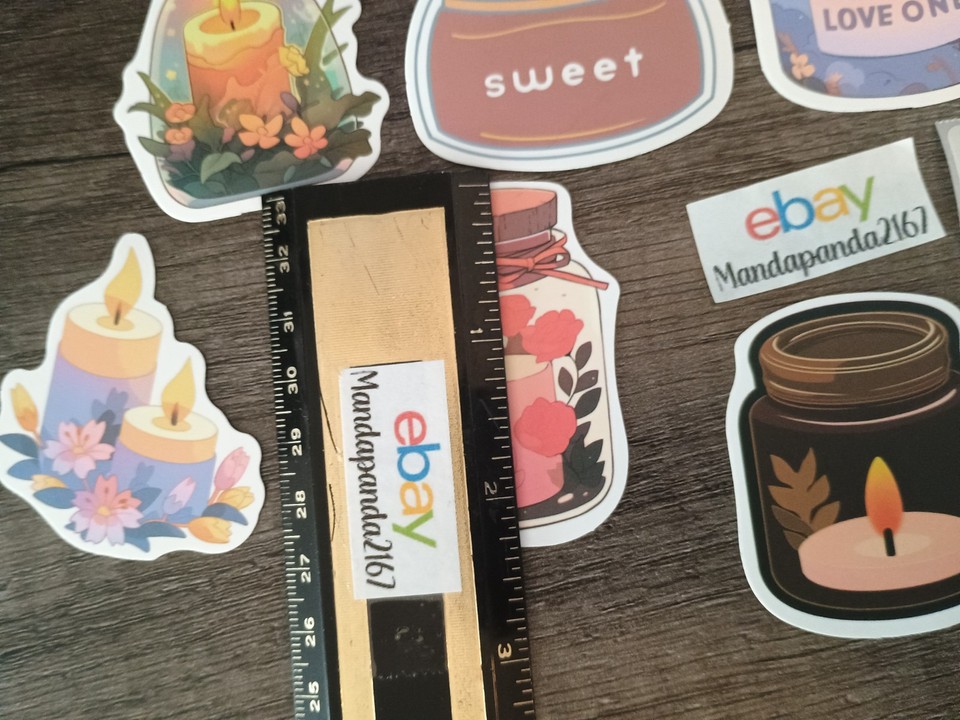 Candles - Decorated - Stickers Lot #2 - 10 pcs. *Sticker sizes are ...