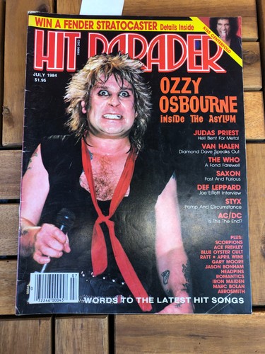 July 1984 OZZY OSBOURNE Cover Photo HIT PARADER Music Magazine Heavy ...