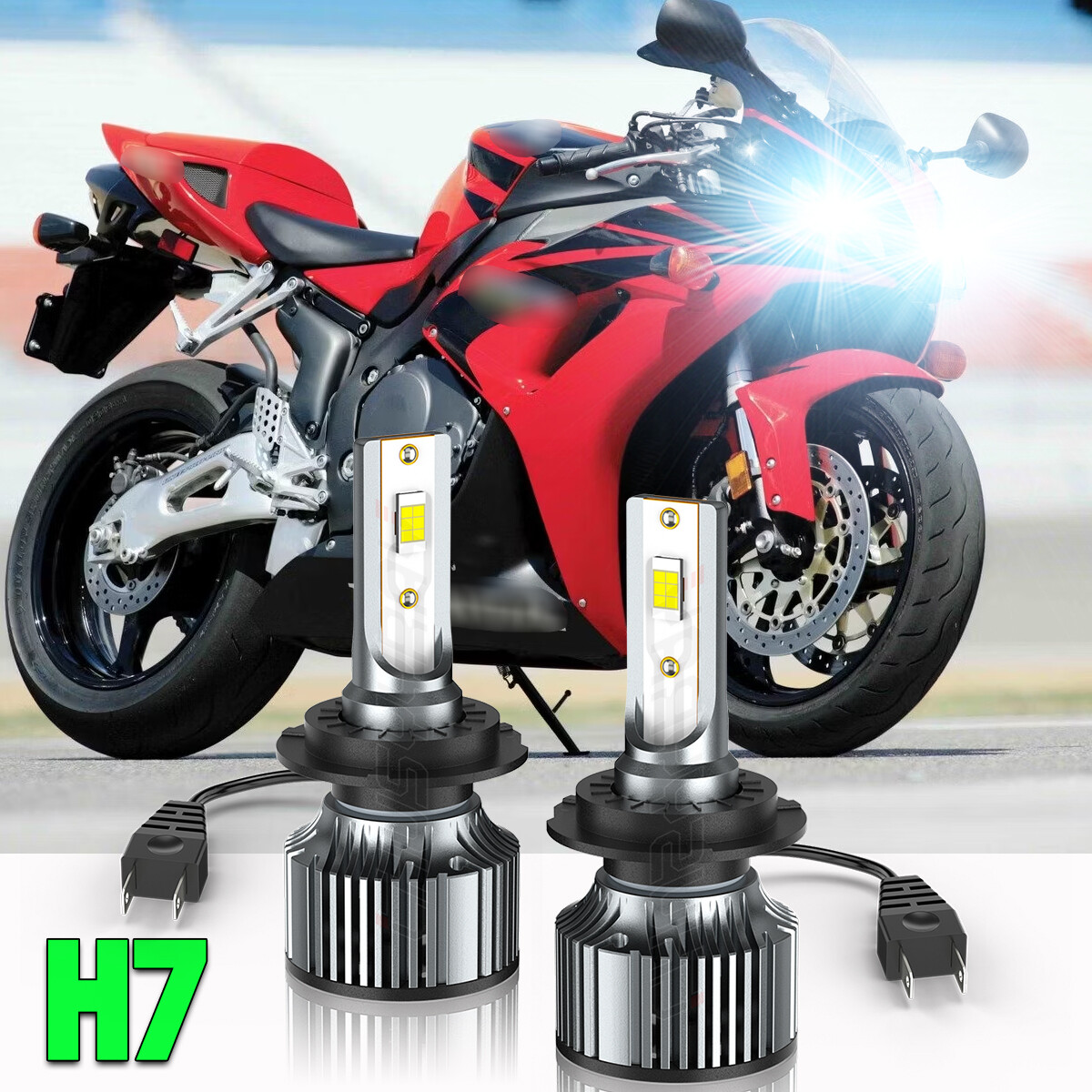 6500K White Motorcycle H7 LED Headlight Bulbs For Honda CBR1000RR 2004 ...