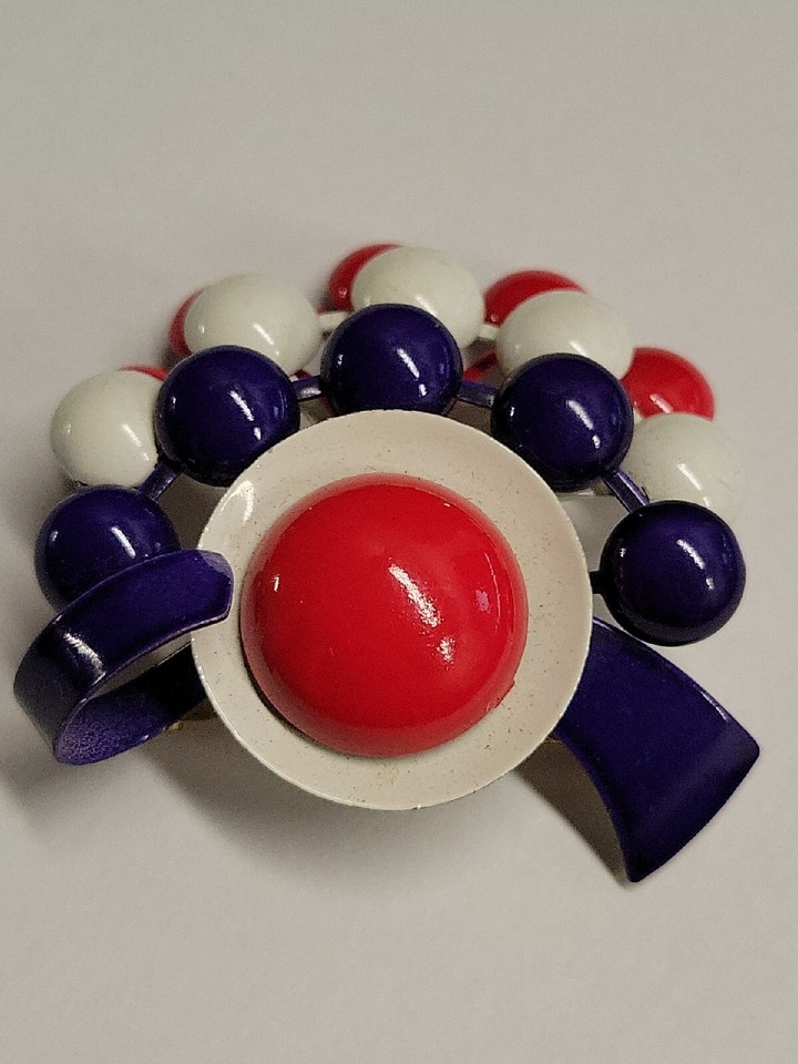 Vintage Red White Blue Patriotic Metal Enamel Ribbon Brooch Pin | eBay