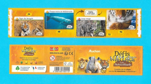 Défis Nature, Les Autocollants AUCHAN Pochette Stickers N° 24, 48, 72 ...