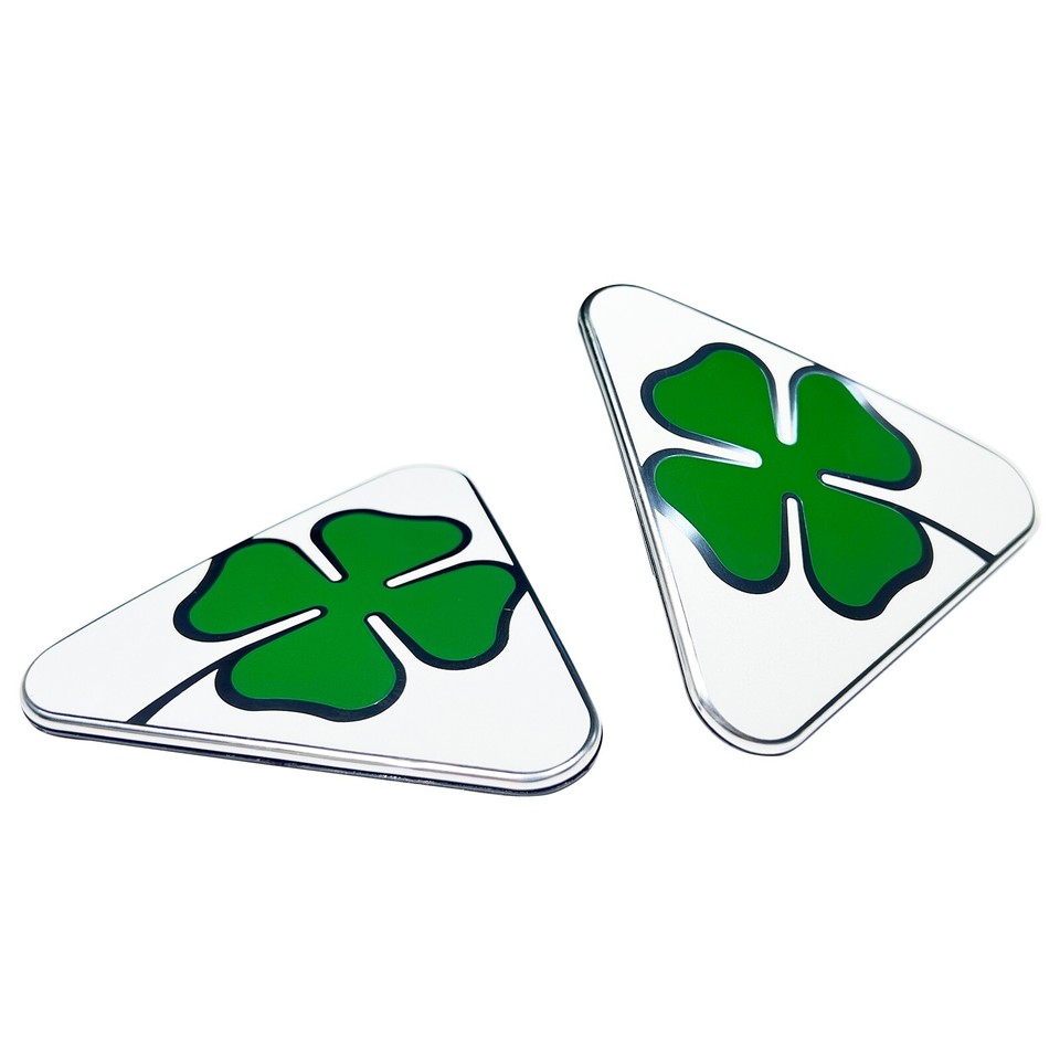 2pcs Alfa Romeo Silver Green Clover Side Fender Stickers Emblems Badges ...