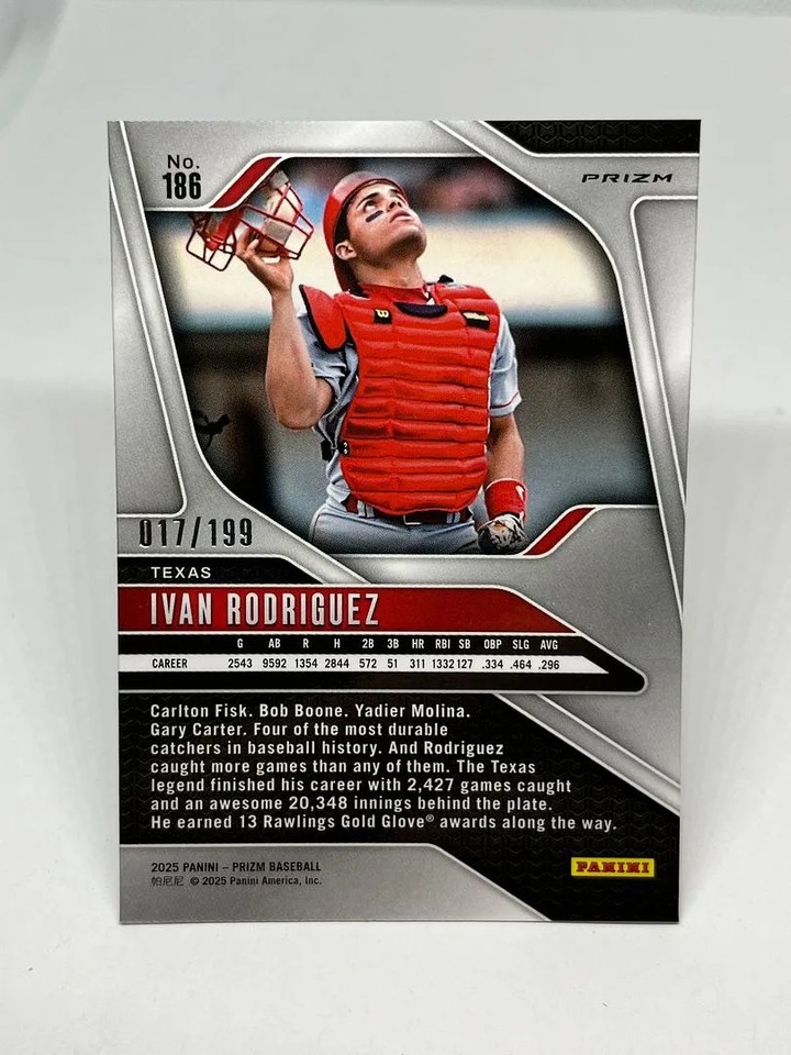 Ivan Rodriguez 2025 Panini Prizm Pandora /199 Card #186 Texas Rangers ...