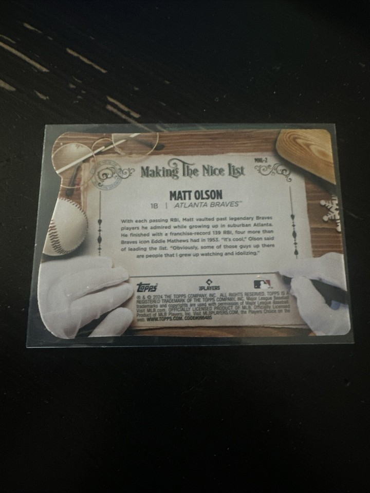 2024 Topps Holiday Matt Olson Advent Calendar Making the Nice List #MNL ...