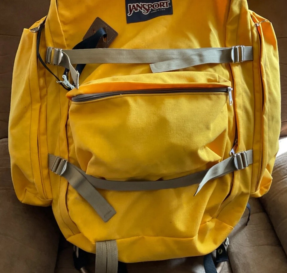 Vtg 90s Jansport External Frame Backpack Hipster Hiking Med Leather ...