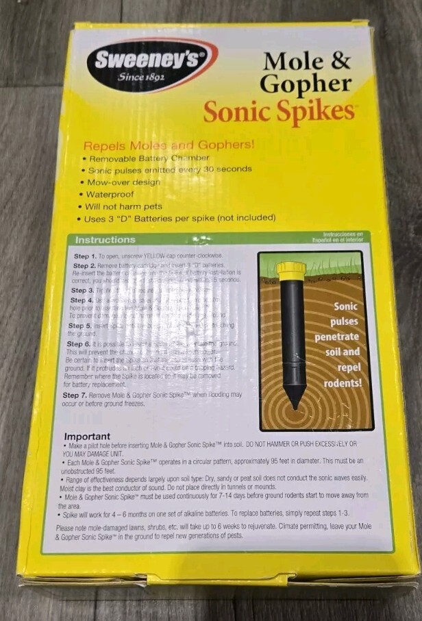 2-Pack Sweeney’s Mole & Gopher Sonic Spikes - Cover 15,000 Sq Ft - NEW ...