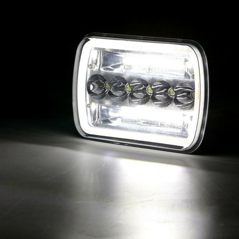 2X 7x6" LED Headlights Chrome Hi-Lo Angel Eyes For Chevrolet C10 C20 ...