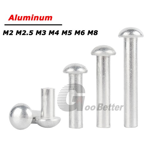 Aluminium Button / Round Dome Head Solid Rivets M2 M2.5 M3 M4 M5 M6 M8 ...