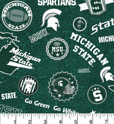 Michigan State Spartans Cotton Fabric with Home State Design-Sold by ...