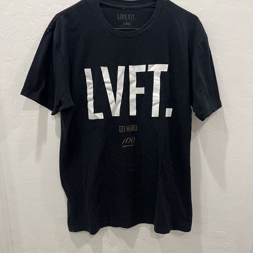 LVFT Live Fit Apparel GO HARD Tee, Short Sleeve Black T-shirt, Size L ...