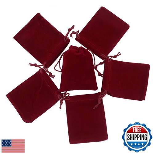 HRX Package Mini Velvet Gift Bag with Drawstring,20PCS Burgundy Red ...