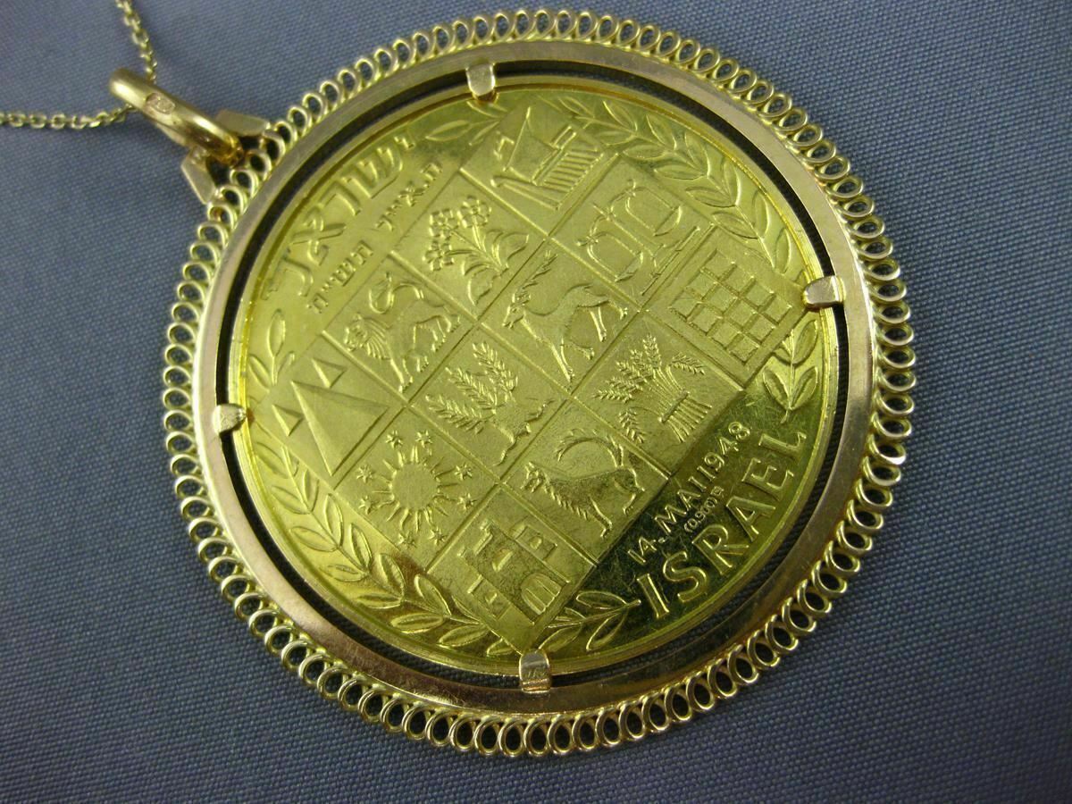 ESTATE MASSIVE 22KT & 18KT YELLOW GOLD GENERAL MOSHE DAYAN ISRAELI COIN ...