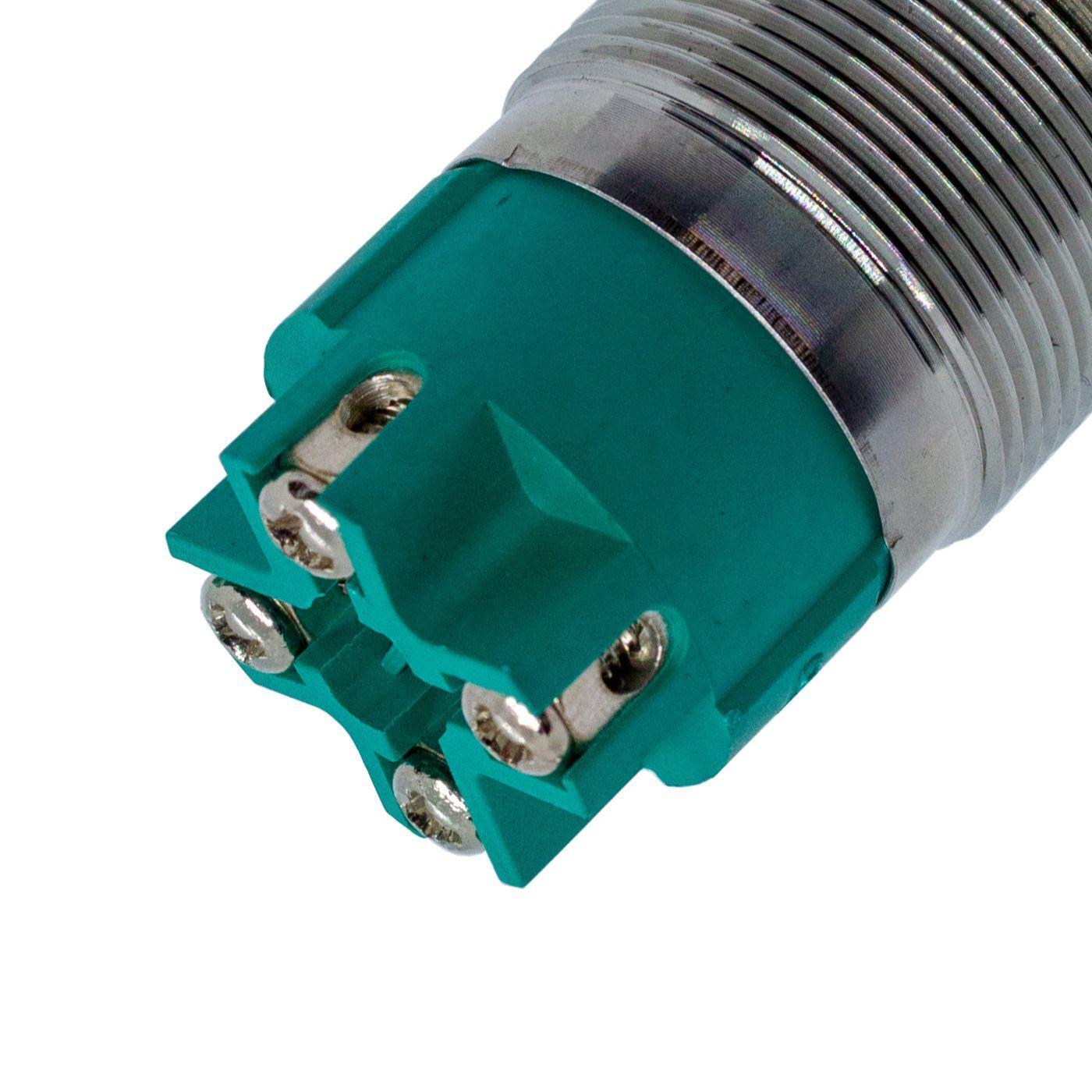 Stainless steel Pressure switch Flat Ø25mm Ring LED Blue IP65 Screw ...