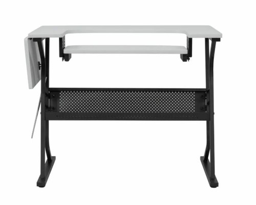 Sewing Machine Table White Black Adjustable Platform Extendable Shelves ...