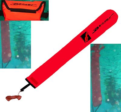 SCUBA dSMB delayed surface marker buoy line & pouch weighted 2B upright ...