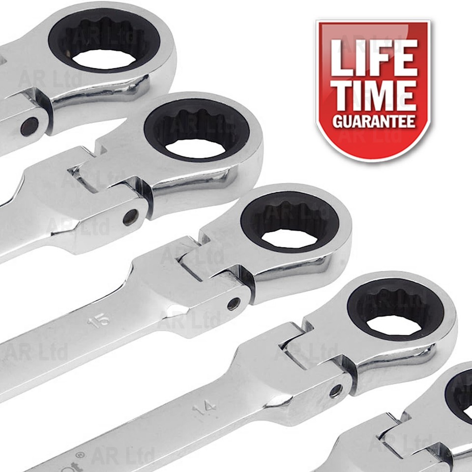 8pc Metric Ratchet Flexible Spanner Set 8-19mm Combination Flexi Wrench ...