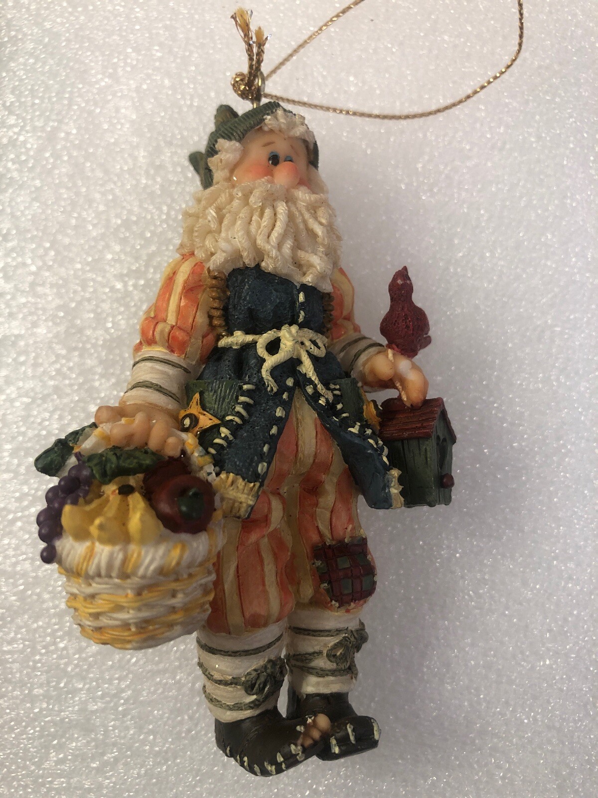 Vintage Hobo Santa With Red Bird And Basket Of Fruit | eBay