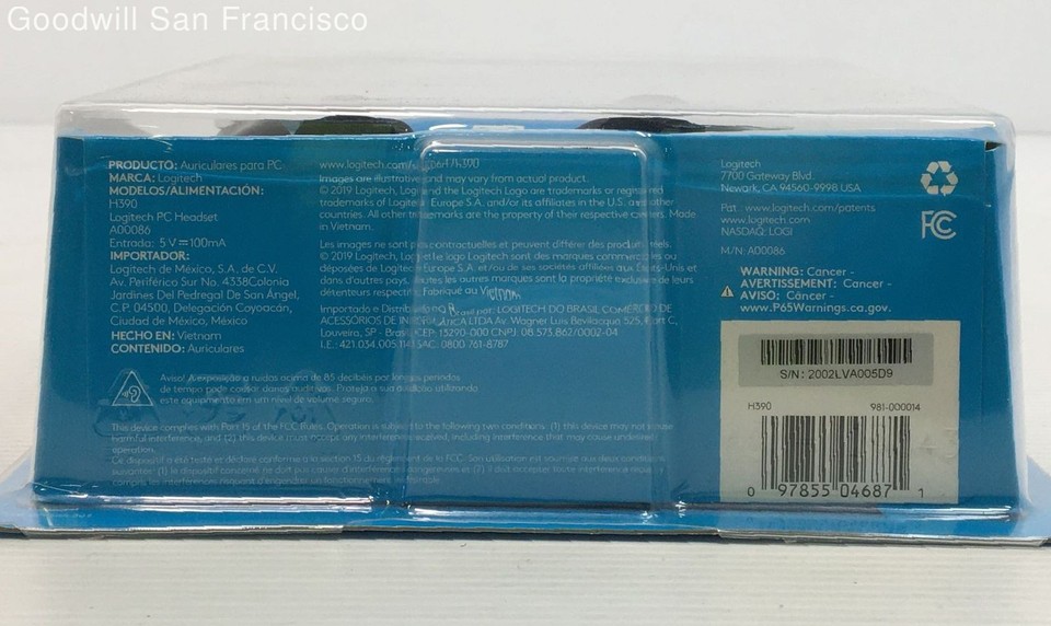 Logitech H390 Black Over the Ear USB Headset New Sealed Box | eBay