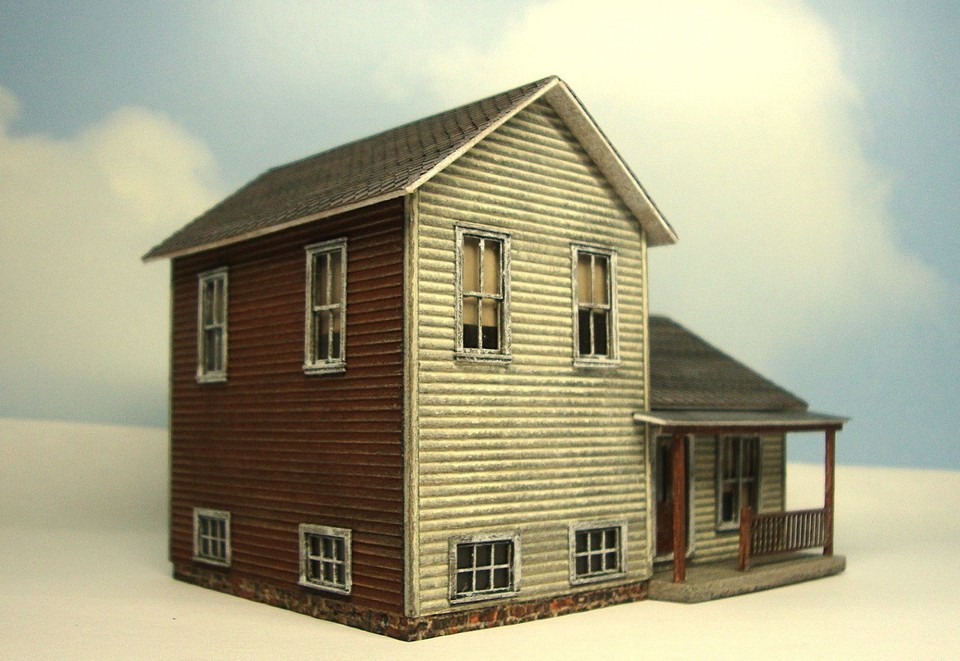 HO Scale Built Wood Model House | eBay