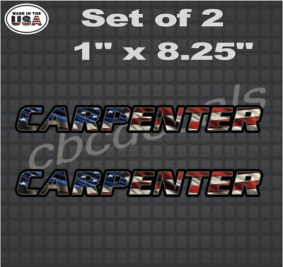 Carpenter American Flag Vinyl Decal / Sticker Hard Hat Name Decals ...