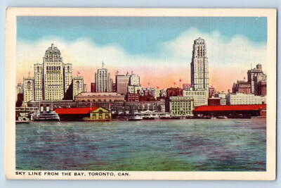 Toronto Ontario Canada Postcard Sky Line from the Bay 1957 Vintage ...