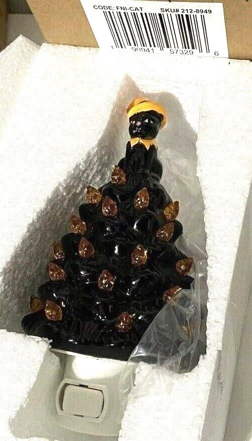 HALLOWEEN Plug-In NIGHT LIGHT Ceramic GHOST, SKULLS or BLACK CAT Night ...