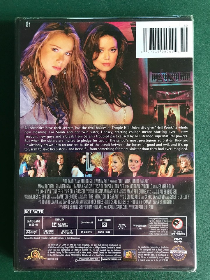 The Initiation of Sarah (DVD) Summer Glau, MINT, FACTORY SEALED NEW ...