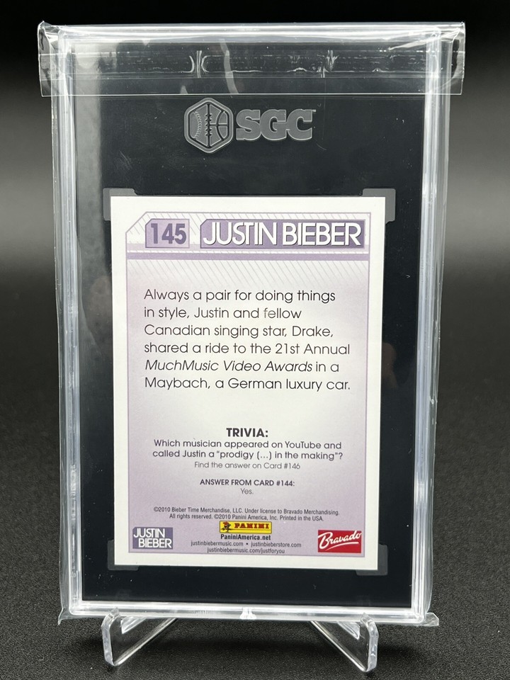 Drake Rookie card - 1st Print Justin Bieber 2010 Panini - SGC 10 | eBay