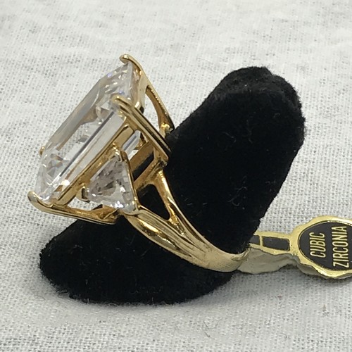 Vintage 18K GE Yellow Gold and Clear Cubic Zirconia's In Huge Design ...