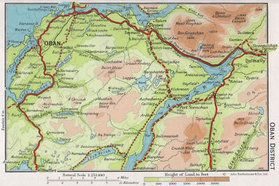 OBAN DISTRICT. Vintage map plan. Argyll & Bute. Loch Awe. Scotland 1967 | eBay