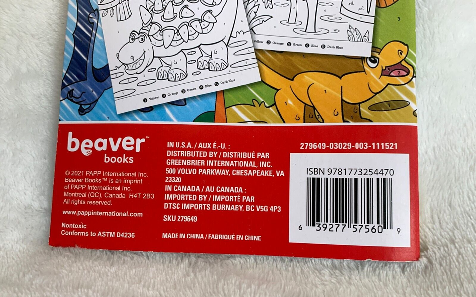 New 2021 Beaver Books Mini Color By Number Dinosaurs Book *READ ...
