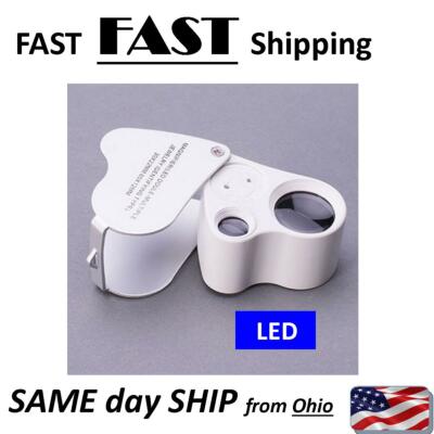 60X dual 30X Glass Jeweler Eye Loop W/ LED Lights DUAL jewelry tool ...