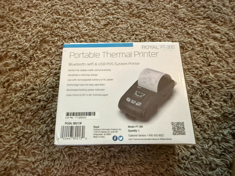 (Lot of 3) Royal Portable Thermal Printer PT-300 89213F New Case of 3 ...